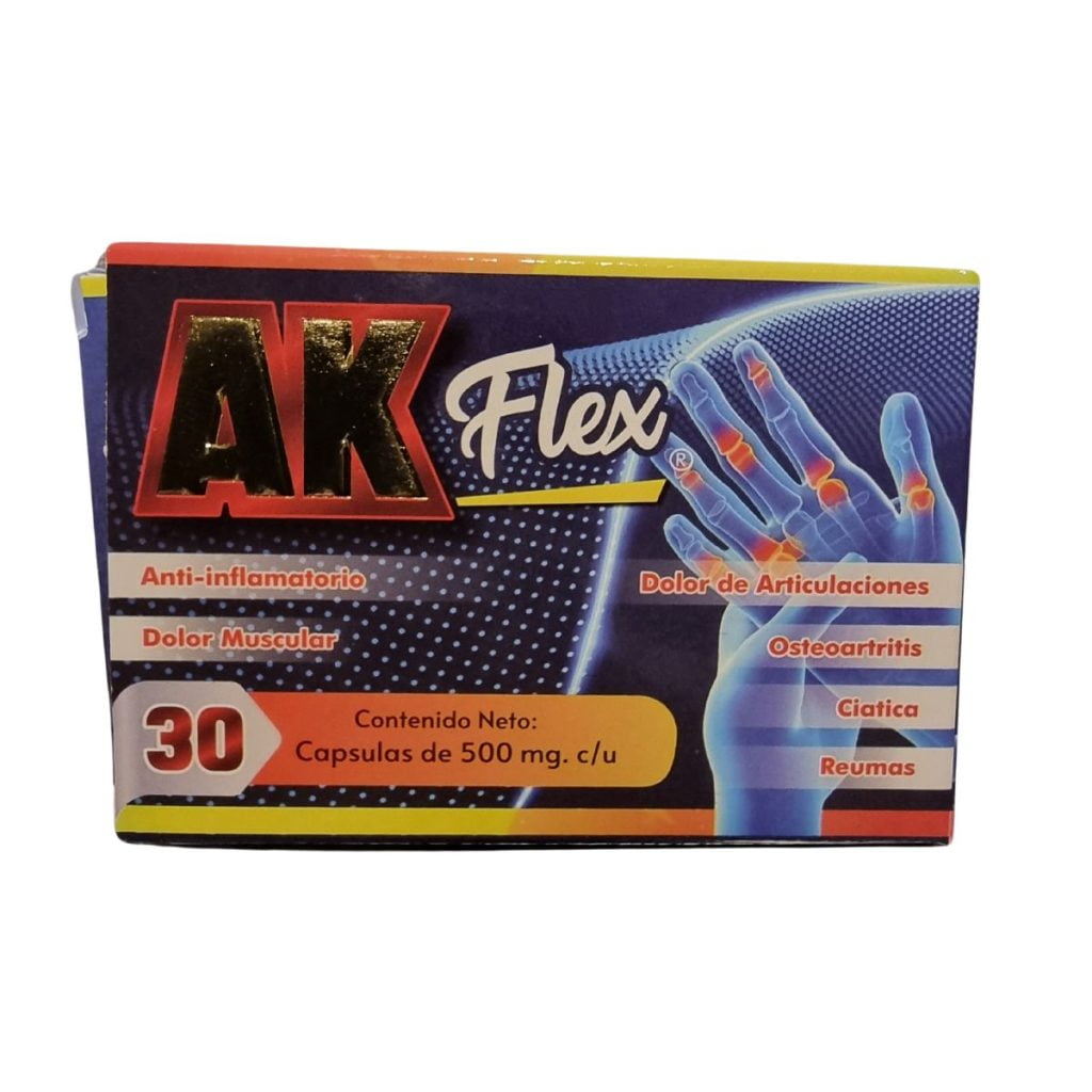 AK Flex - Suplemento Natural para Alivio Articular 500mg, 30 Cápsulas